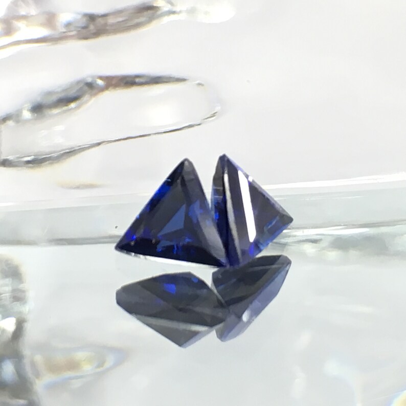 Triangle Cut Synthetic Sapphires Engagement Ring September - Etsy