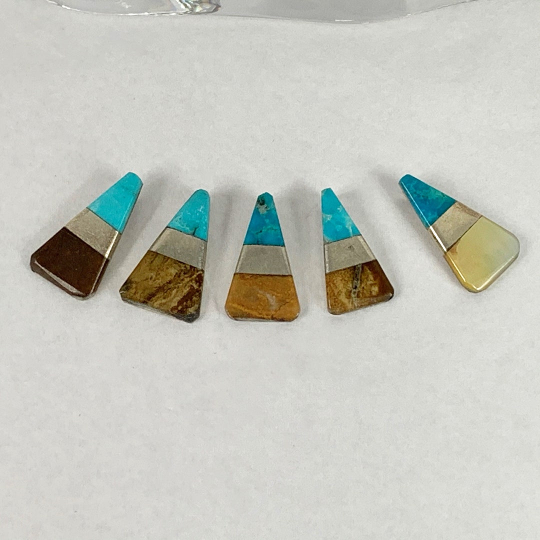 Santo Domingo Pueblo Vintage Triangle Tab Intarsia Kingman Turquoise ...