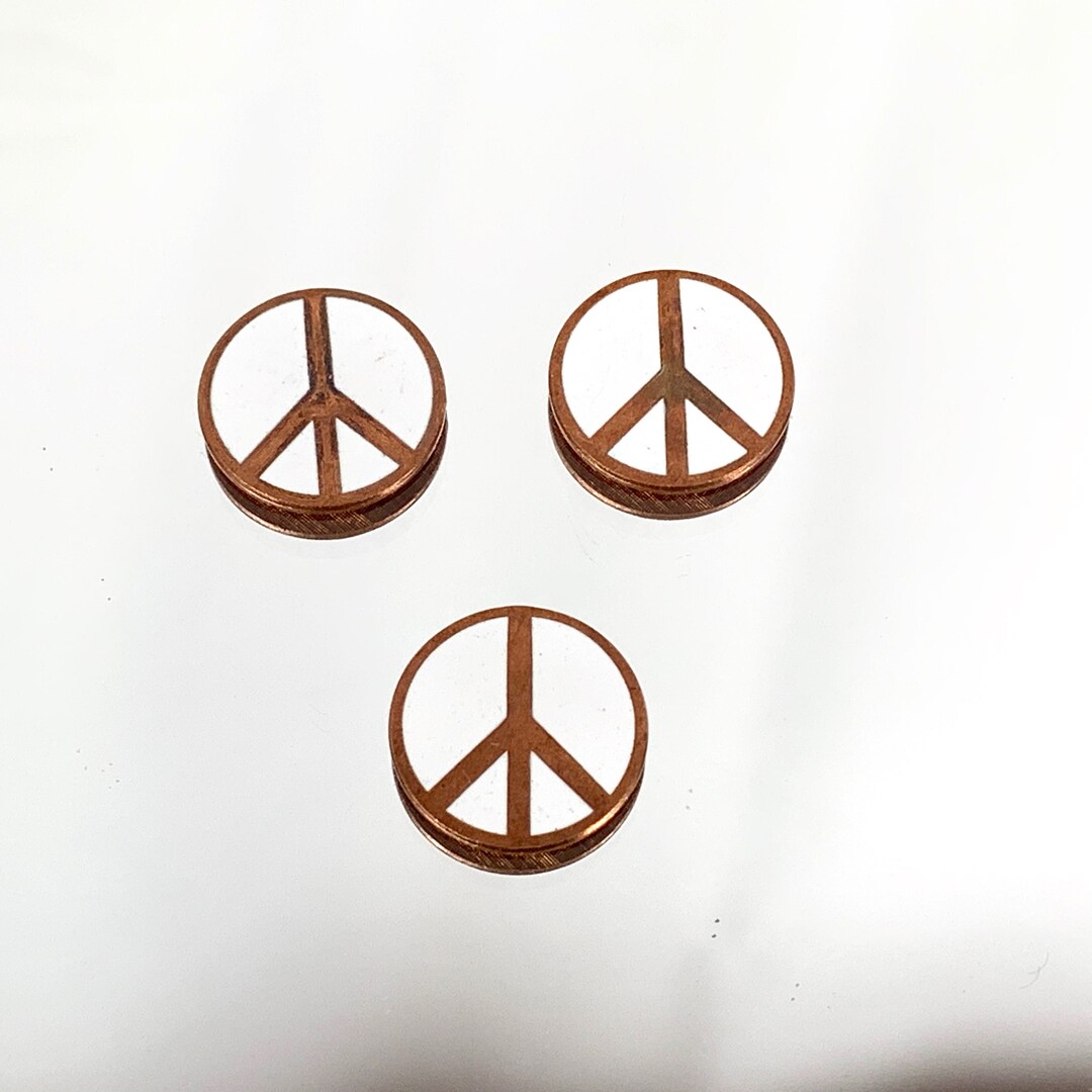 Peace Signs, White Enameled Copper, Rare Beauty Supplies - Etsy