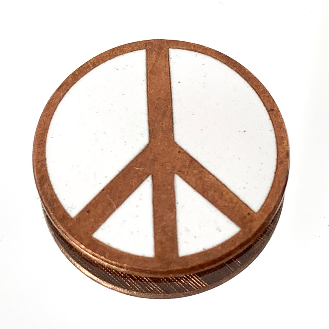 Peace Signs White Enameled Copper Rare Beauty Supplies - Etsy