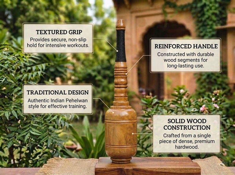 Handmade Hanuman Gada | Wooden Mace for Strength Training | Traditional ...