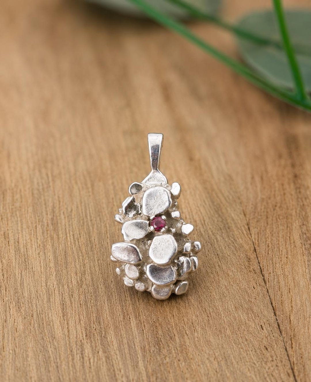 Red Beryl/ Bixbite Nugget Pendant | Rare American Gemstone Necklace - Etsy