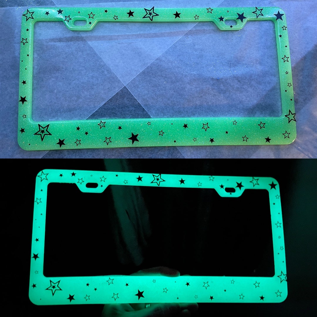Glow in the Dark Glitter Resin License Plate With Stars. - Etsy