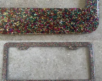 Custom Color Glitter Resin License Plate Frame With Glow in the Dark ...