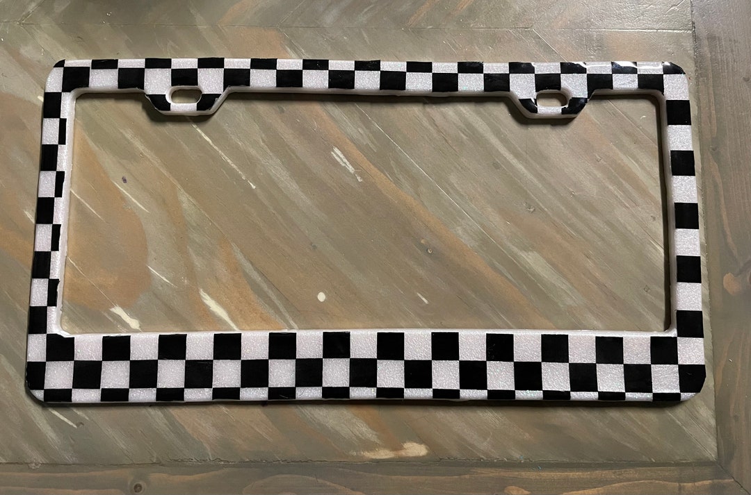 Checkerboard Resin and Glitter License Plate Frame - Etsy