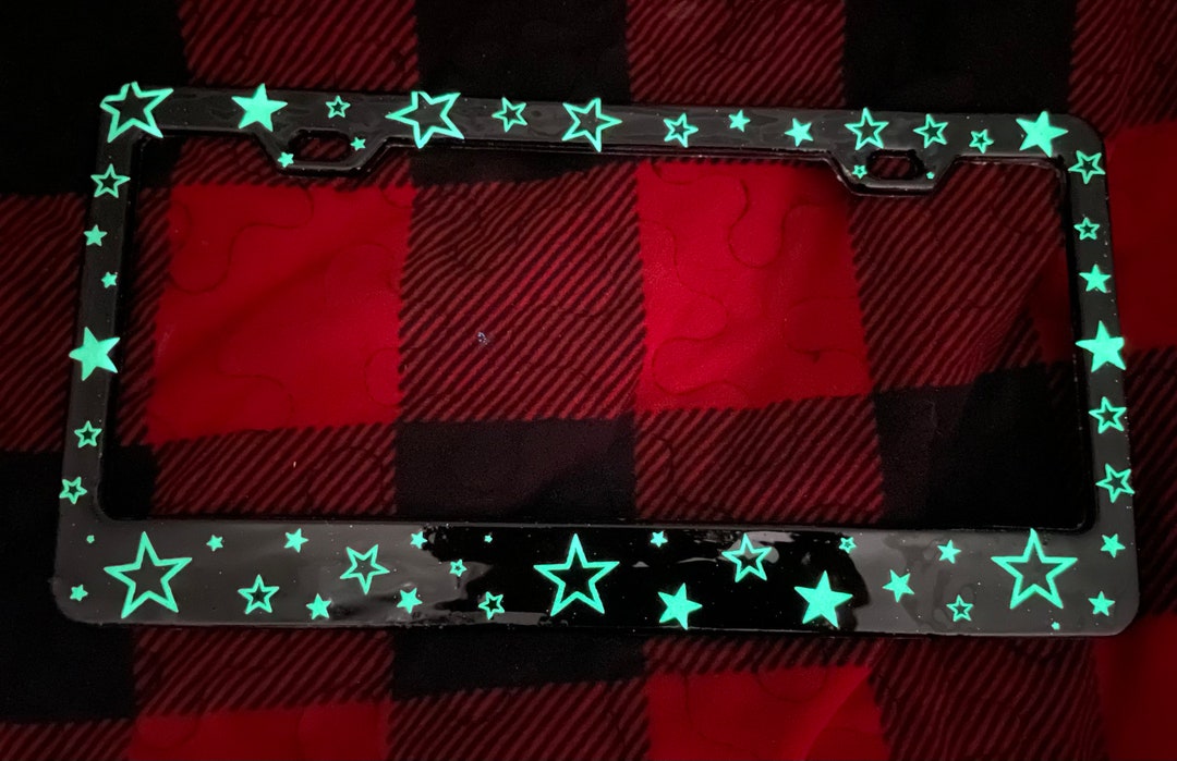 Custom Color Glitter Resin License Plate Frame With Glow in the Dark ...