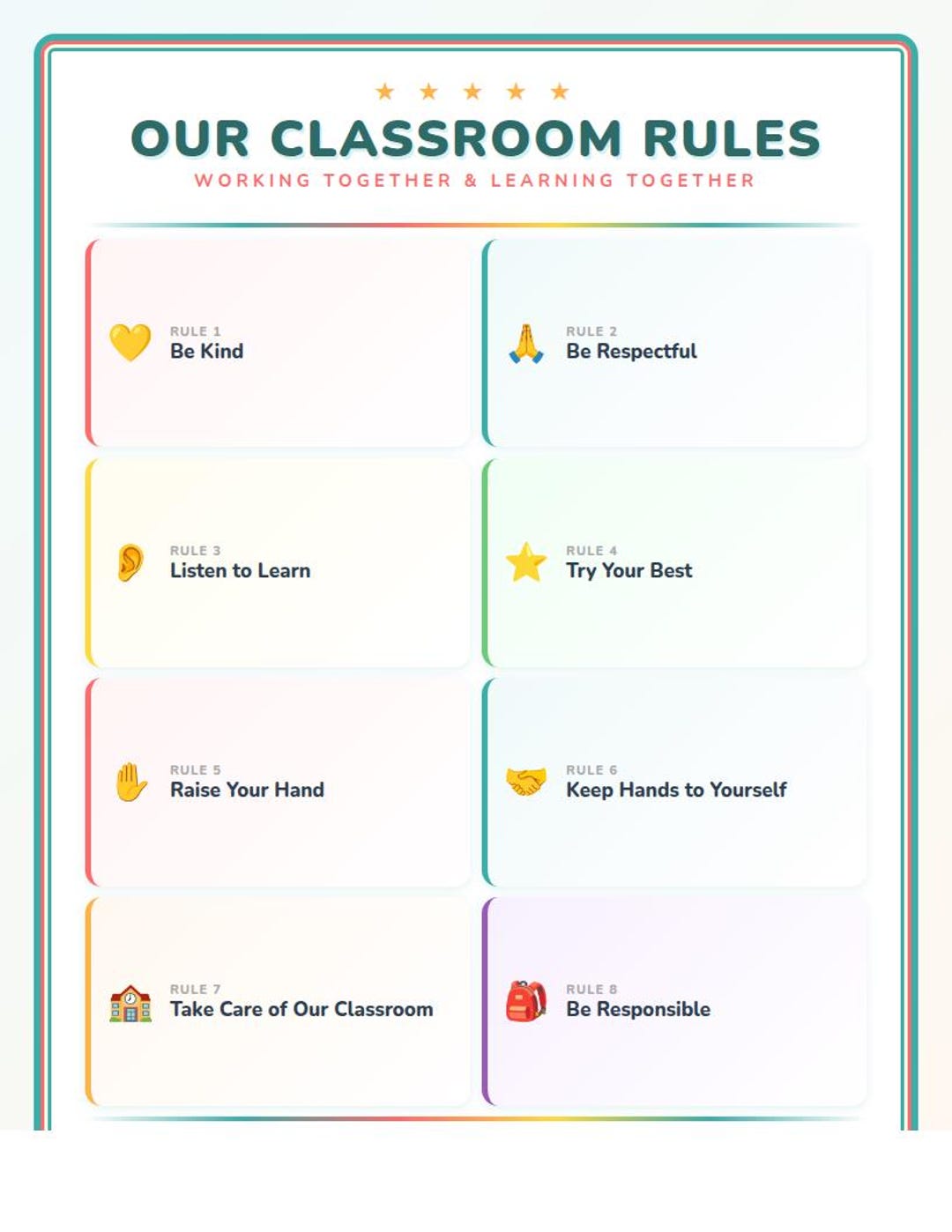 Classroom Rules Poster | Teal Coral Decor, Back to School Teacher Art ...