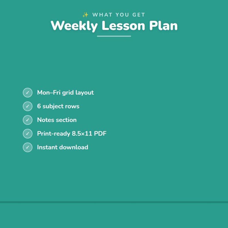 Weekly Lesson Plan Template Printable PDF | Teacher Planner Grid ...