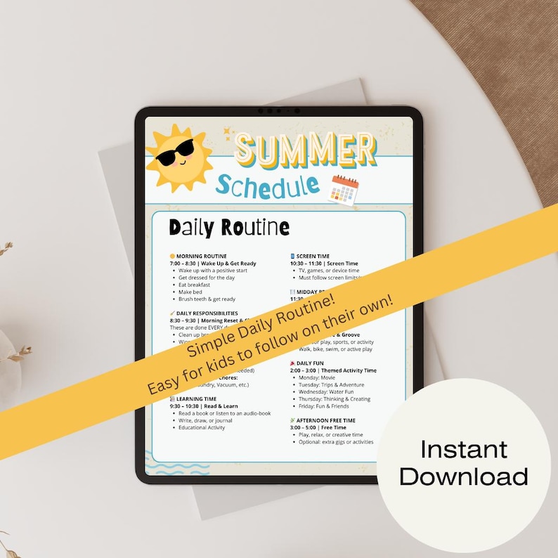 Summer Kids Planner | Chore Chart, Schedule, Gigs (editable Canva PDF ...