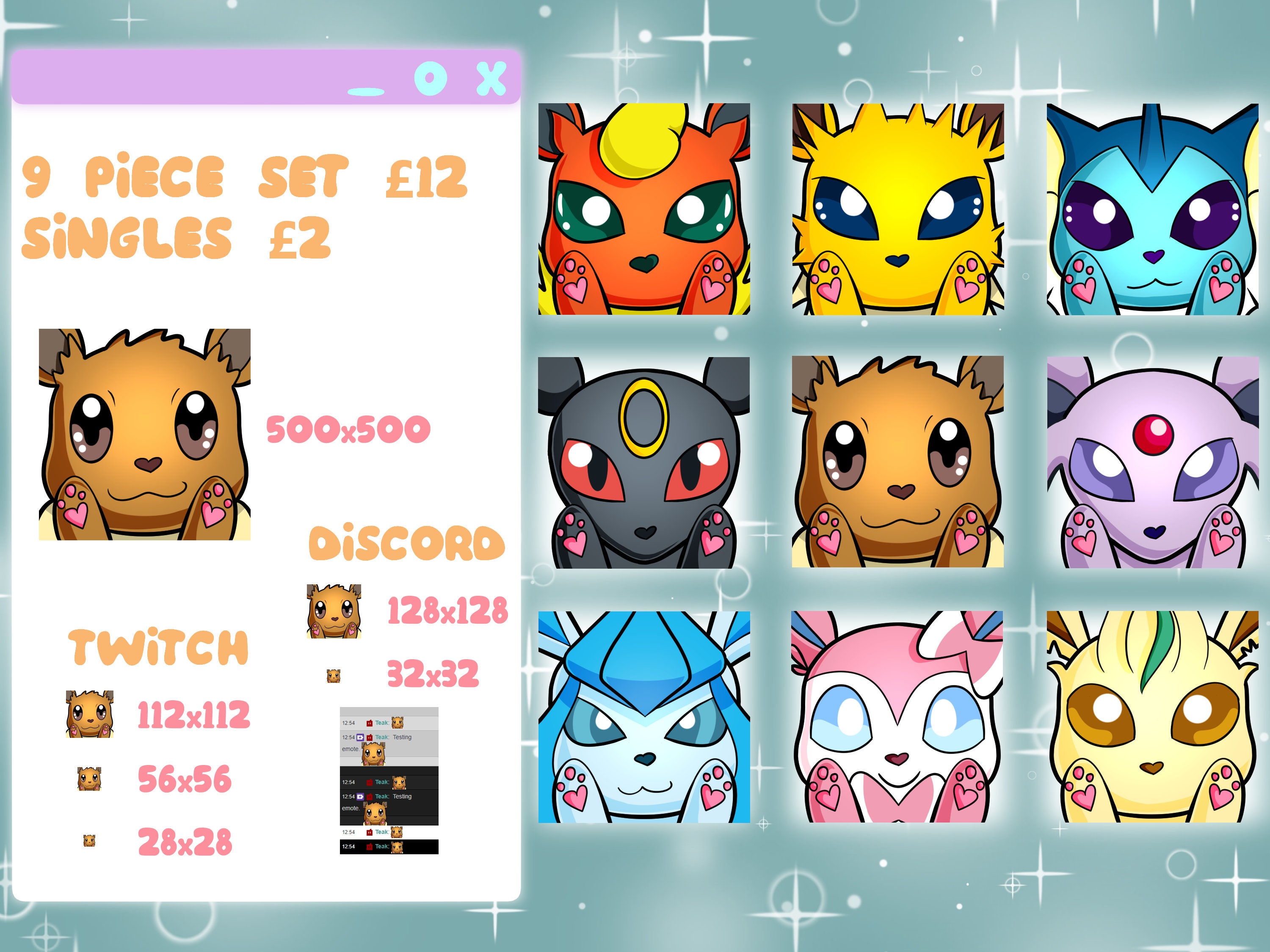 Eevee and Eeveelutions Emotes for Twitch/discord - Etsy