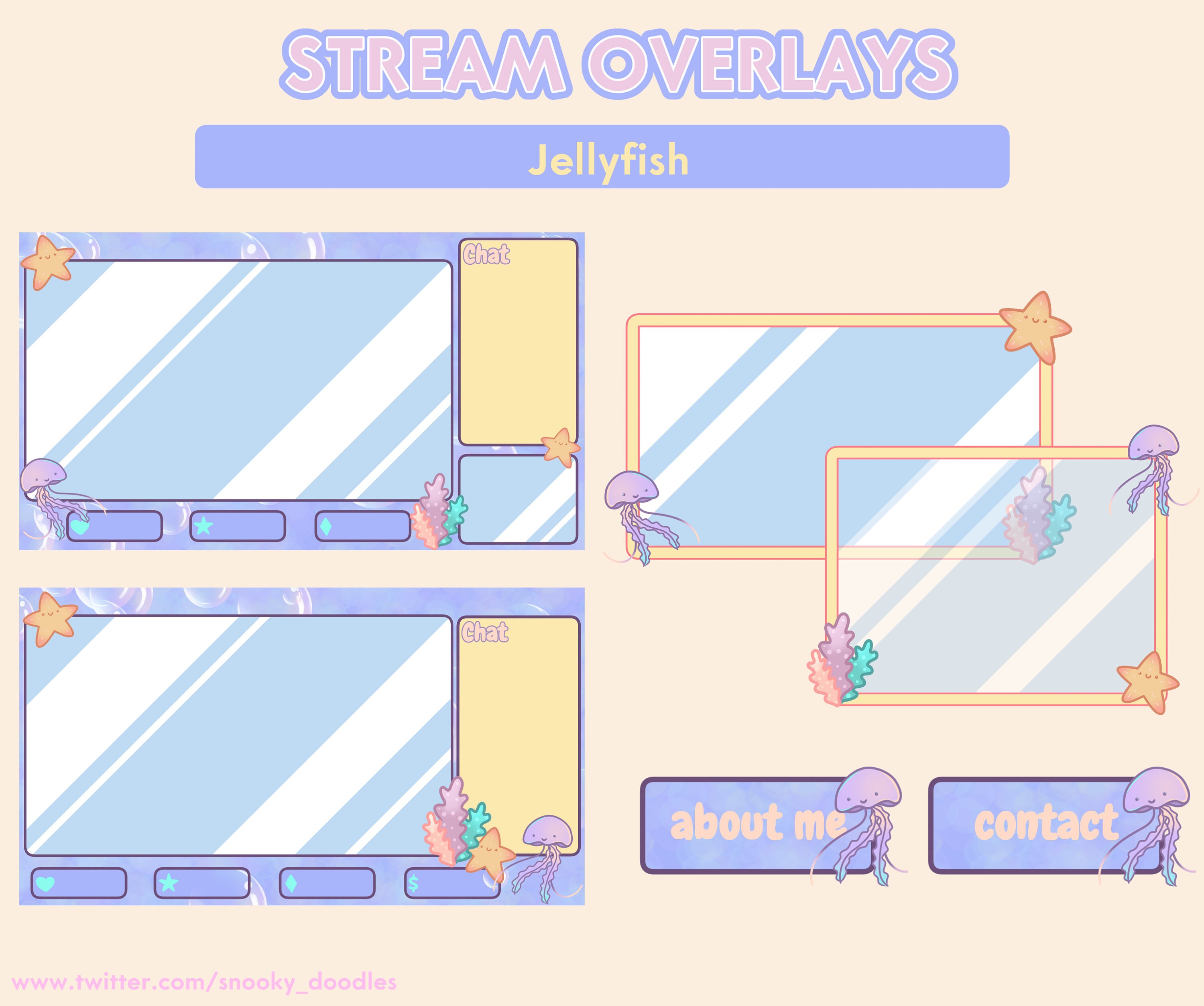 Twitch Package Jellyfish Theme. Overlays, Webcam Borders and Panels. - Etsy
