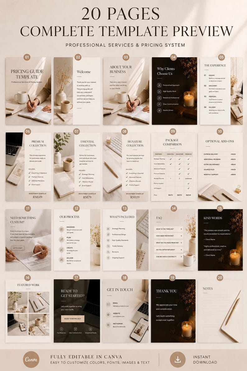 Editable Pricing Guide Template for Canva | Professional Services ...