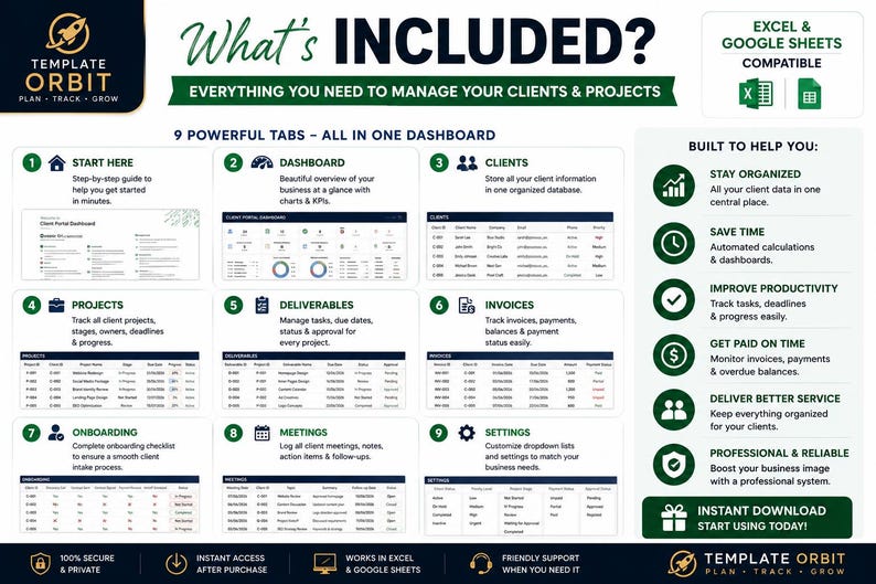 Client Portal Dashboard | Excel Google Sheets Management System ...