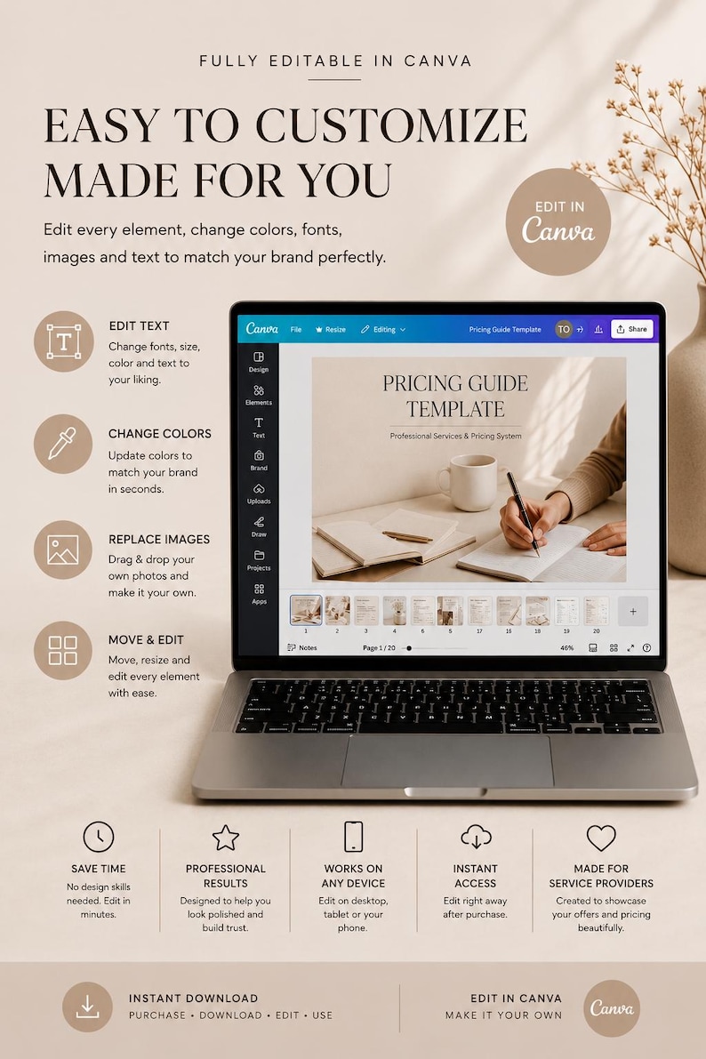Editable Pricing Guide Template for Canva | Professional Services ...