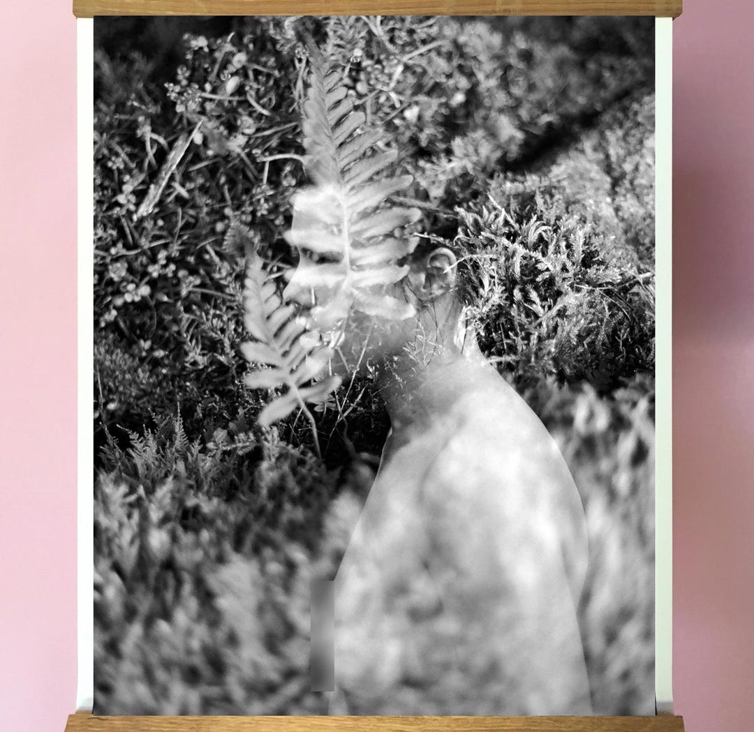 Fern Nude Art.botanical.black and White.portrait.35mm Film.double ...