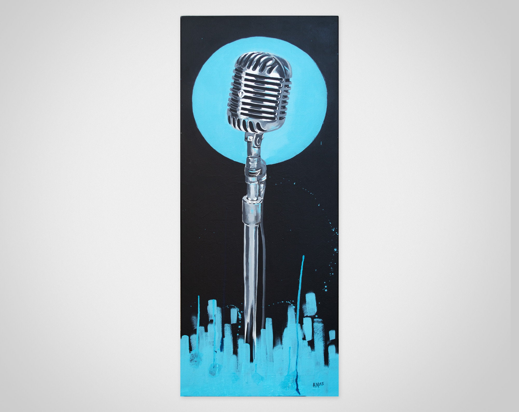 Original Art Painting 50's Microphone Acrylic on Wood - Etsy