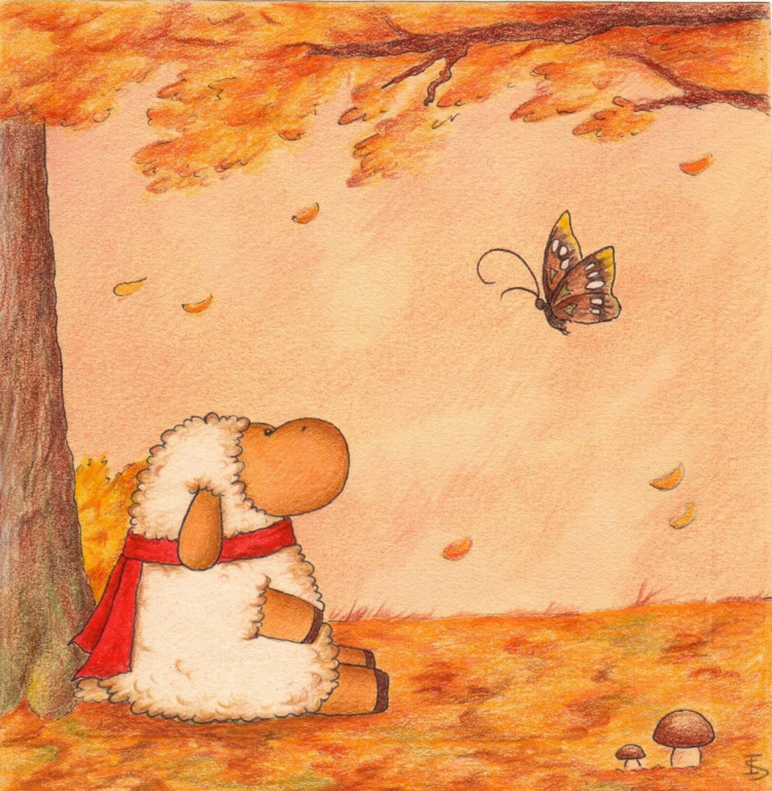 Art for Nursery Sheep and Butterfly Print From an Original Acrylic ...