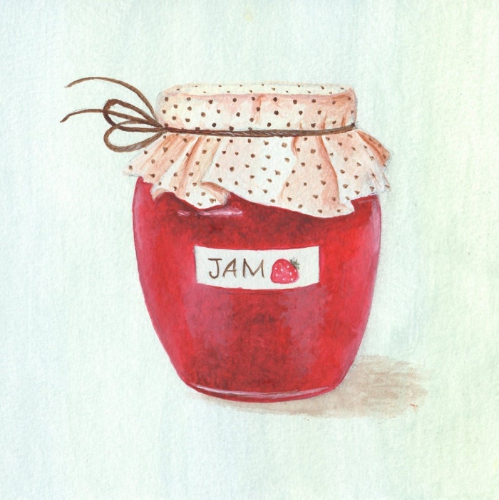 Strawberry Jam, Kitchen Art, Art Print 8x8 - Etsy