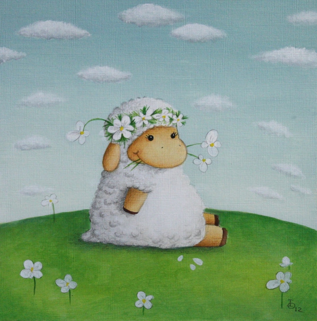 Art for Nursery Little Sheep Print From an Original Acrylic ...