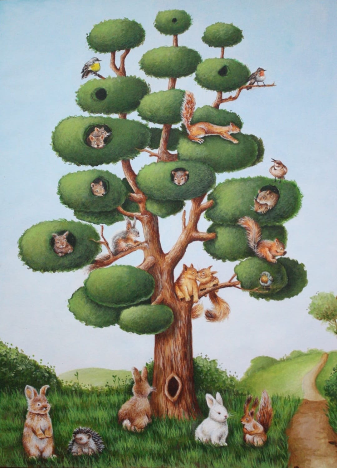 Nursery Art - Squirrel Tree Art Print, Animal Art, Nursery Decor - Etsy
