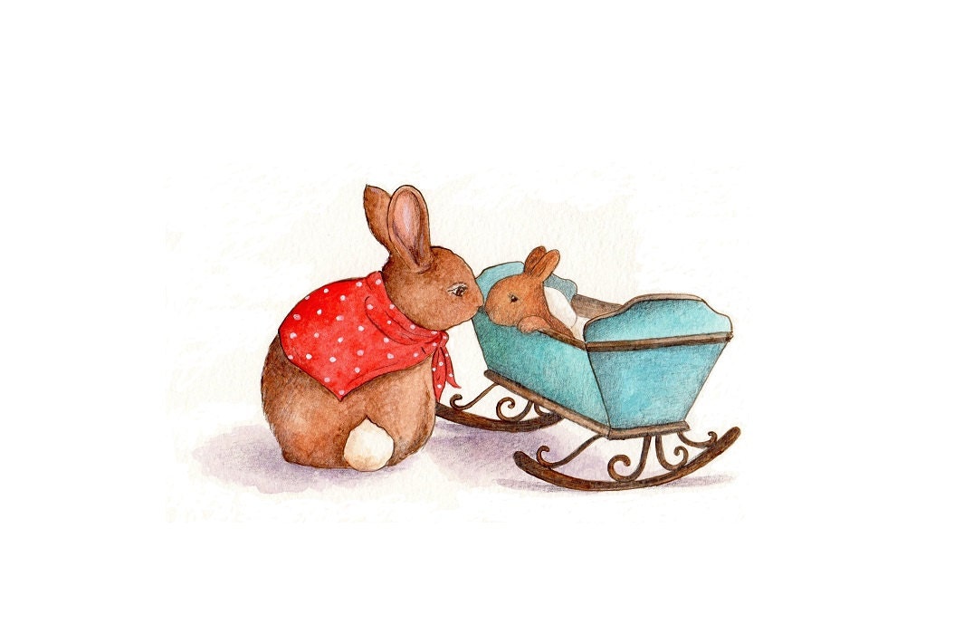 Nursery Art Print, Mummy and Baby Bunny - Etsy