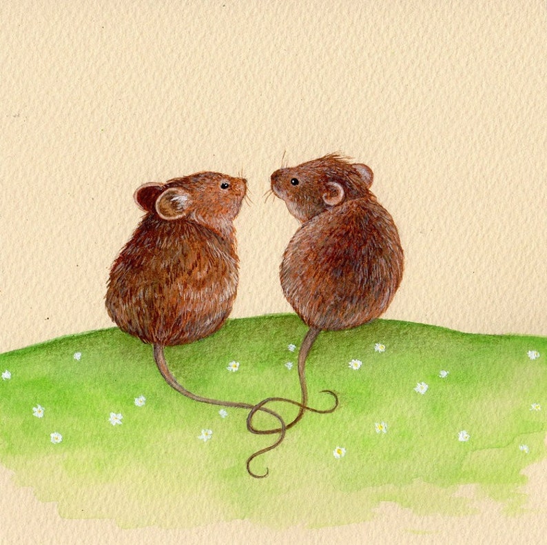 Mice in Love Art Print From and Original Watercolor Painting - Etsy