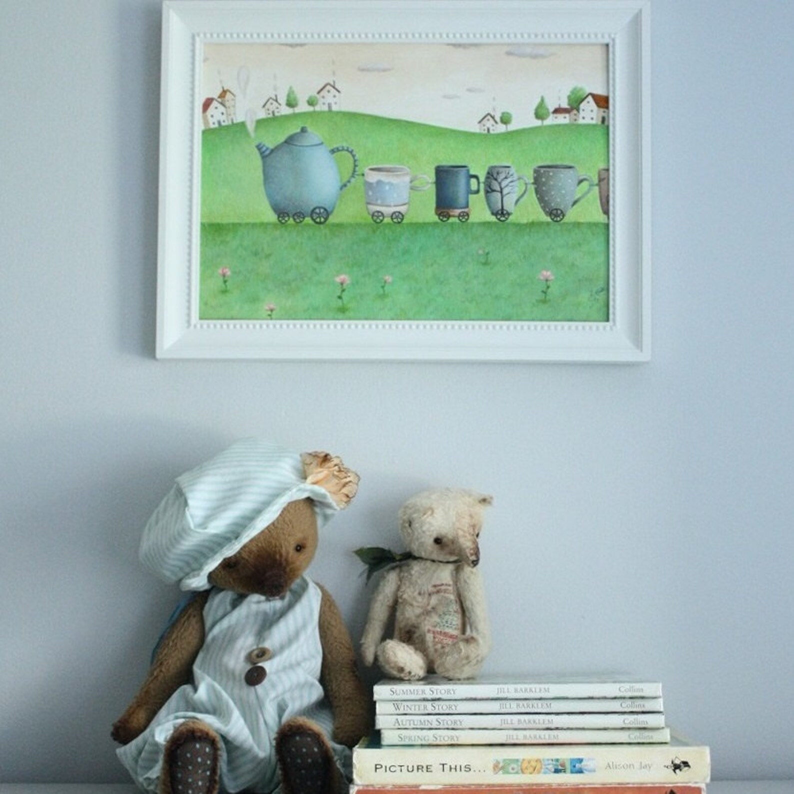 Tea Time Train, Art Print, Watercolor Print, Whimsical Art, Nursery ...