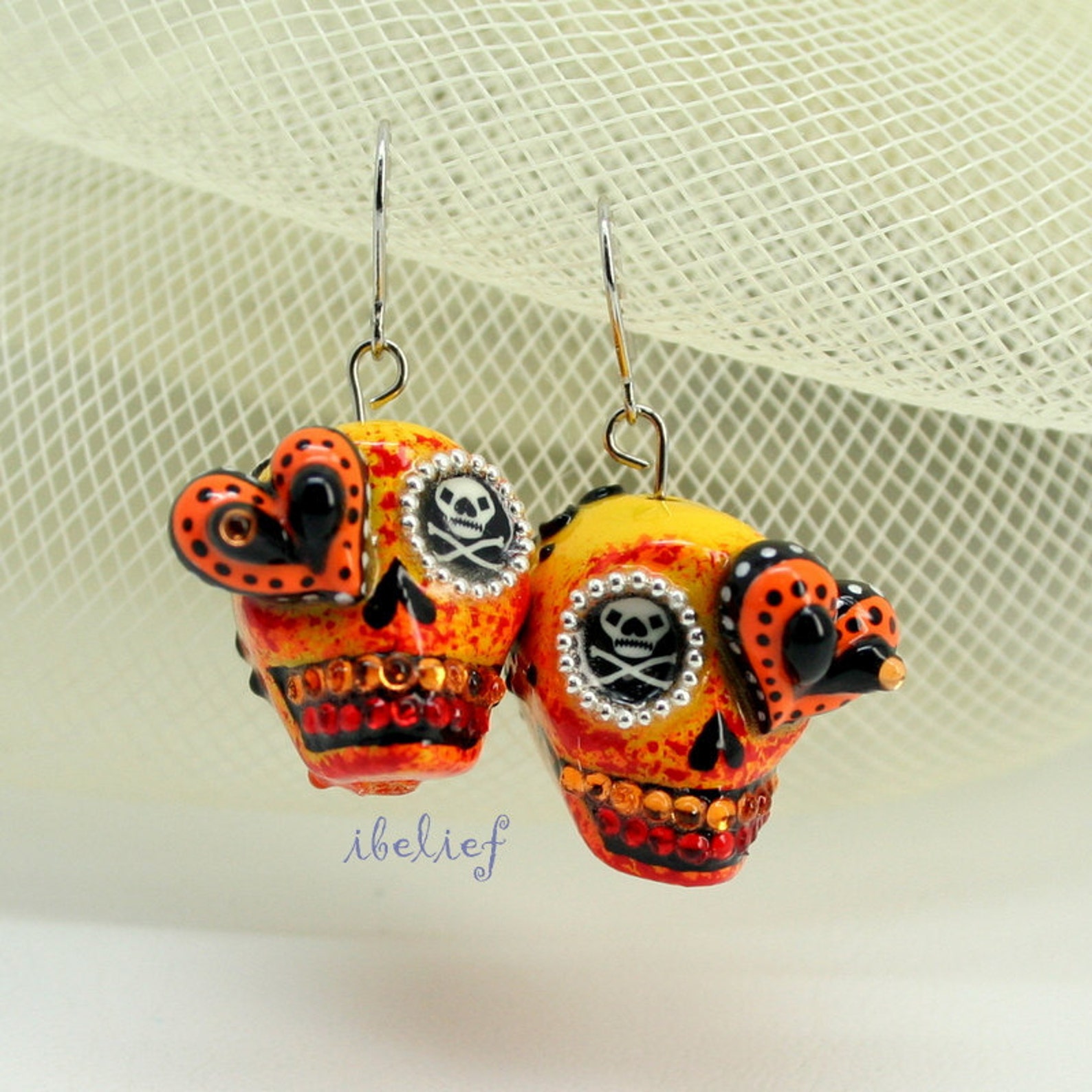 Skull Halloween the Day of the Dead Skulls Orange&yellow - Etsy