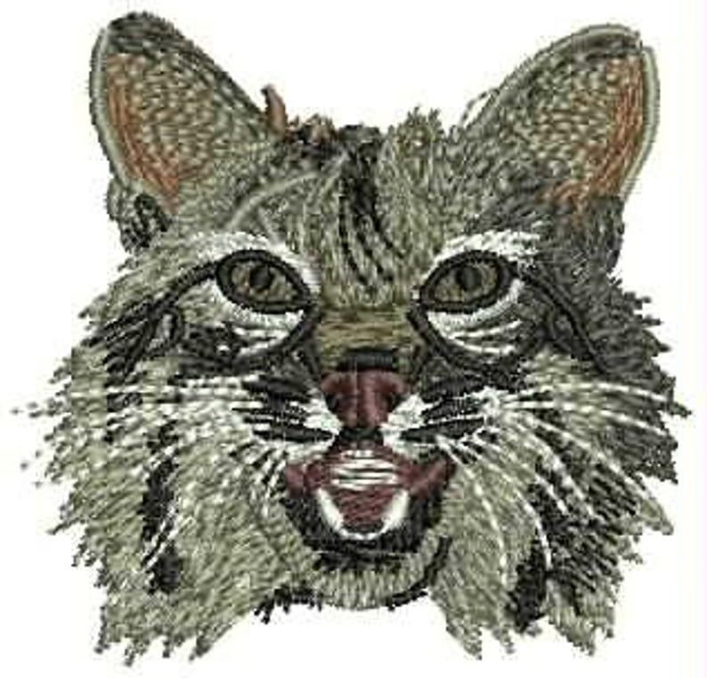 Realistic Bobcat Embroidery Design, Fierce Wildcat Face Machine Pattern ...