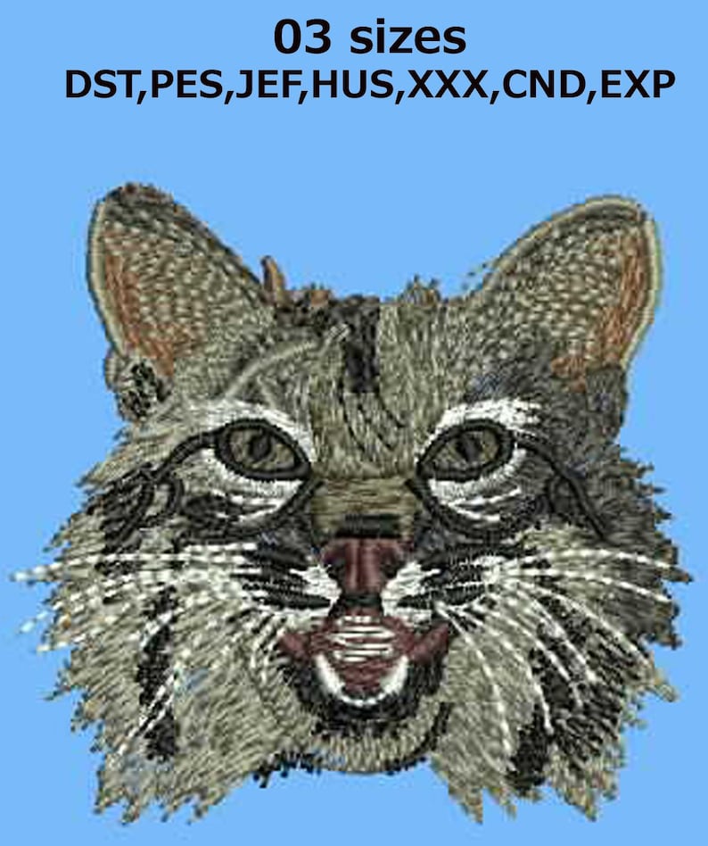 Realistic Bobcat Embroidery Design, Fierce Wildcat Face Machine Pattern ...