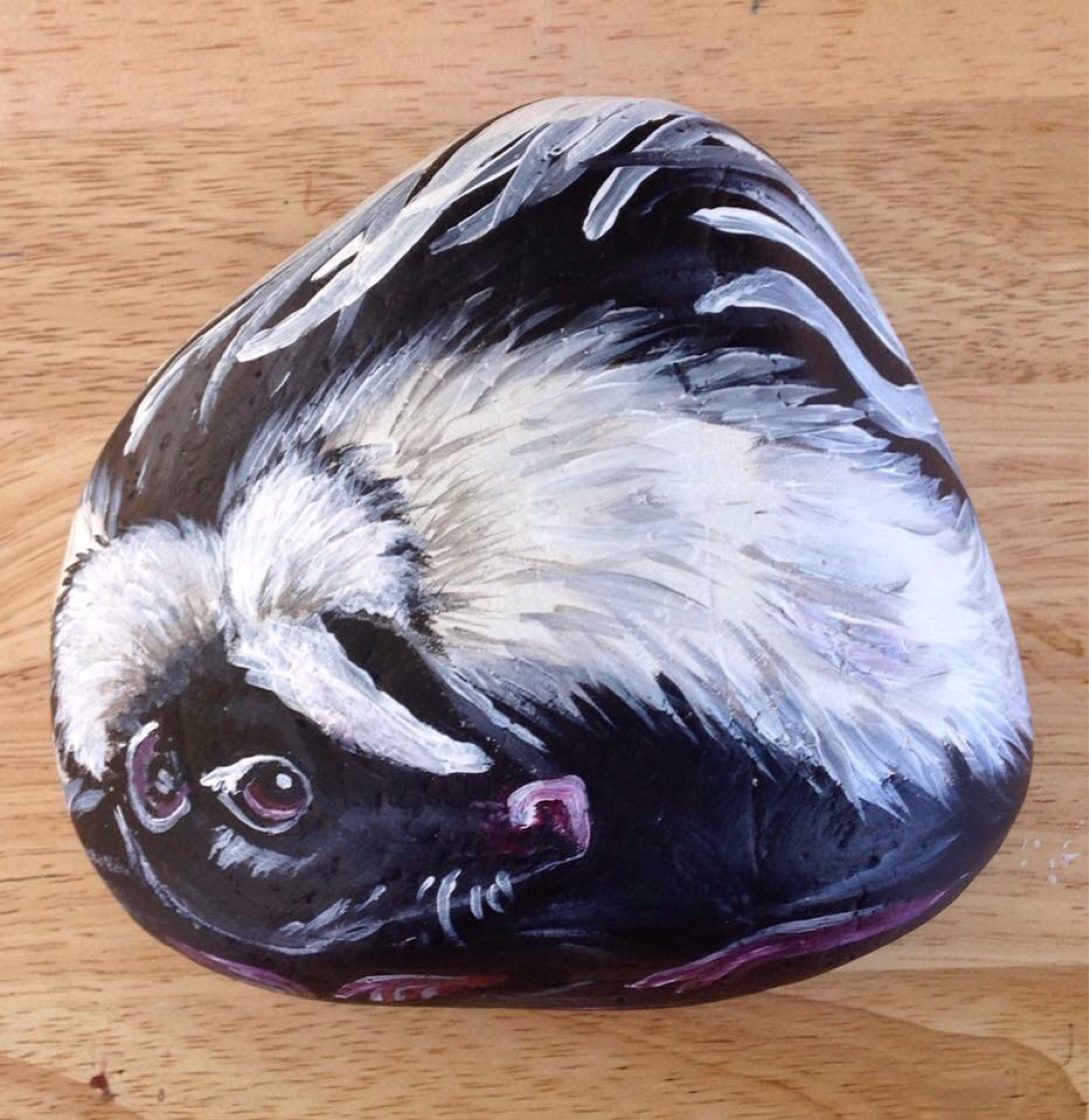 Painted Skunk Rock - Etsy