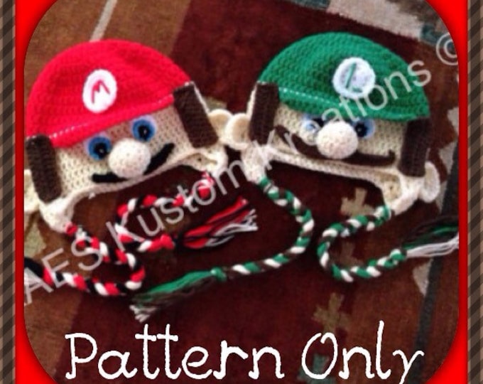 Mario and Luigi Inspired Hat PDF Pattern Instant Download - Etsy Canada
