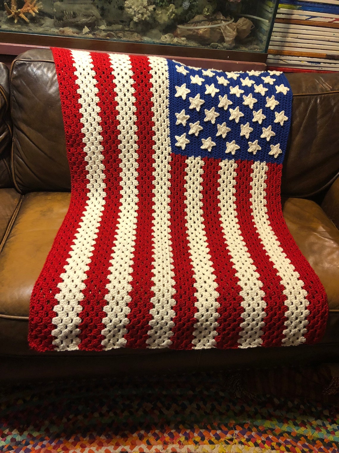 Crochet American Flag Afghan Blanket HANDMADE | Etsy