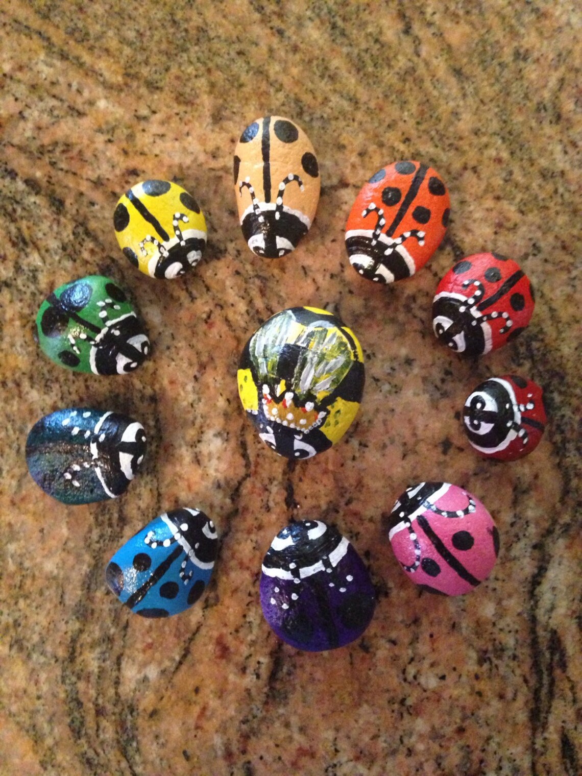 Assortment Painted Ladybug River Rocks and Queen Bee Rock - Etsy