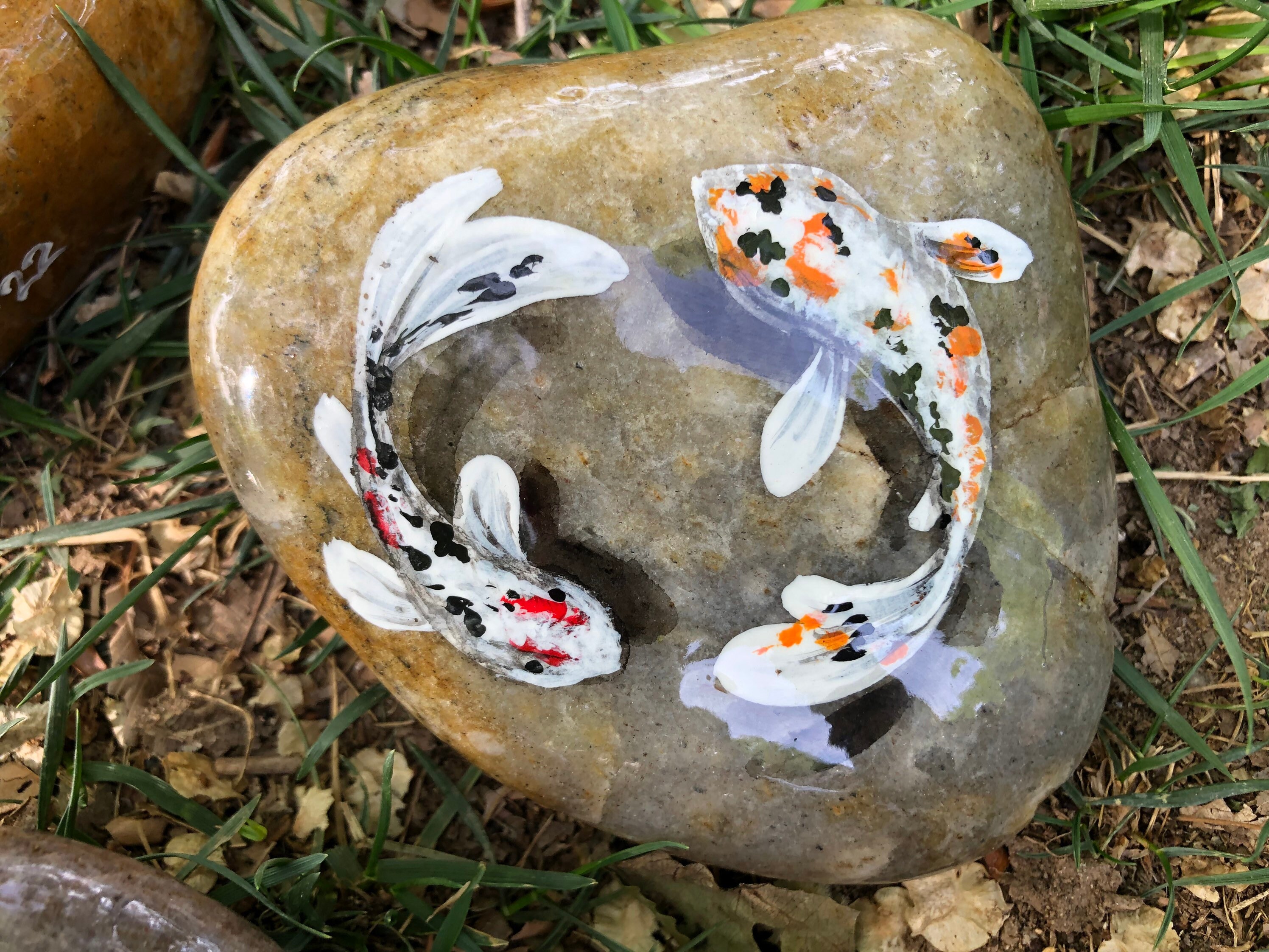 Koi Fish Painted Rocks Yard Decoration - Etsy