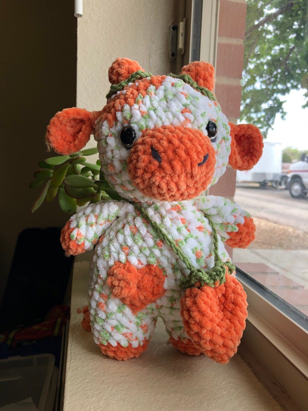 Peach Cow Crochet Plushie Stuffed Animal Handmade - Etsy