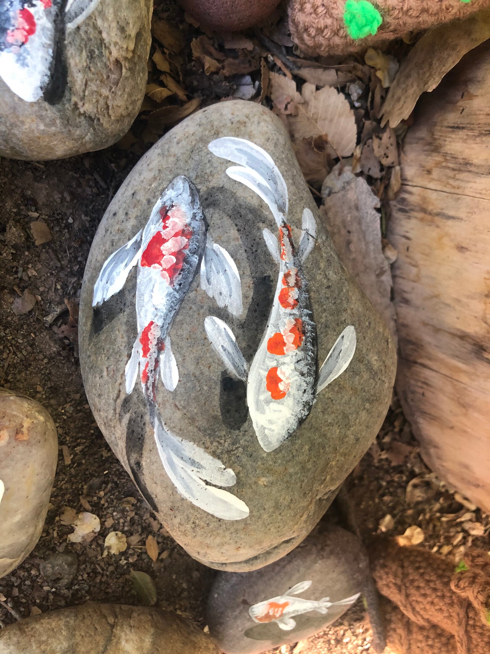 Koi Fish Painted Rocks Yard Decoration - Etsy