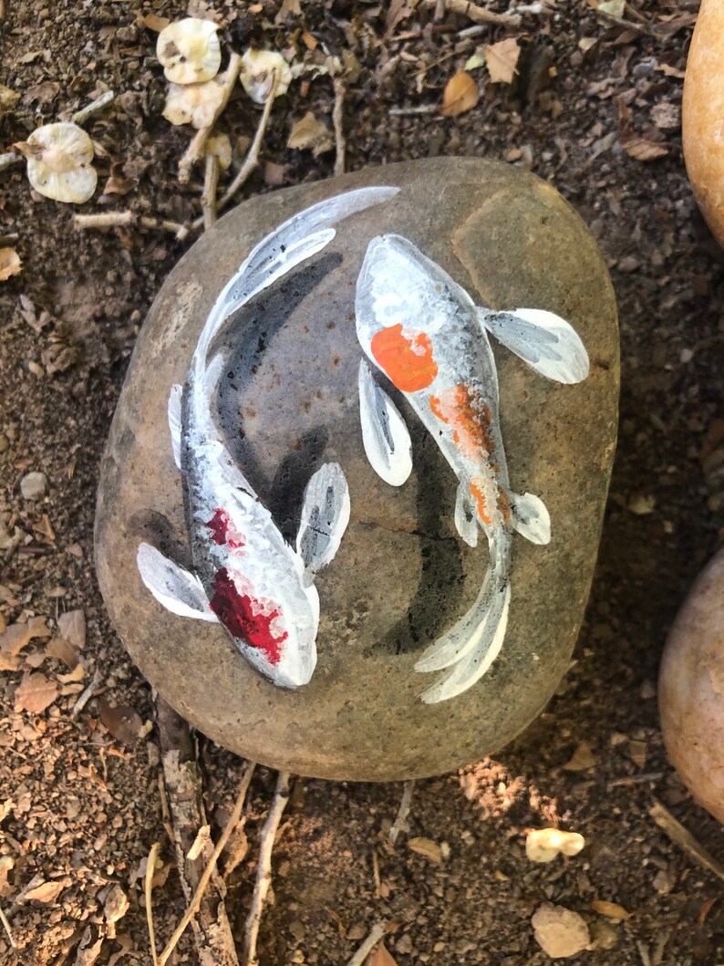 Koi Fish Painted Rocks Yard Decoration - Etsy