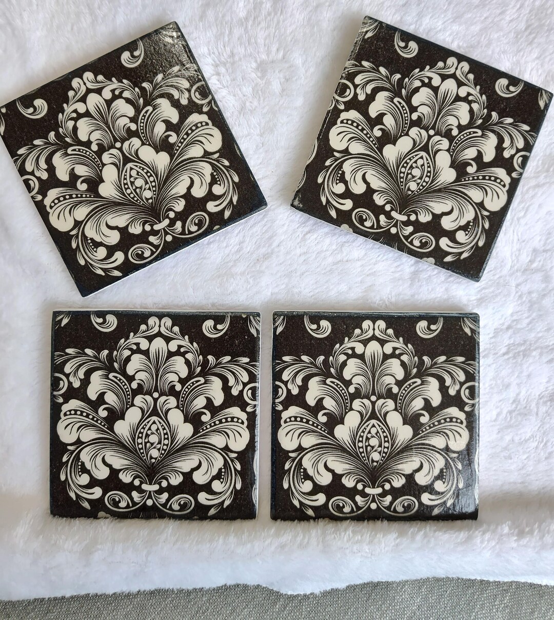 Handmade Coasters: Ceramic - Heat & Water Resistant Set of 4 - Unique ...