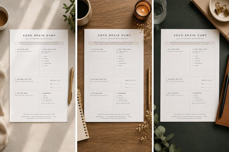 ADHD Brain Dump – Minimalist Printable for Overthinking, Mental Clarity ...