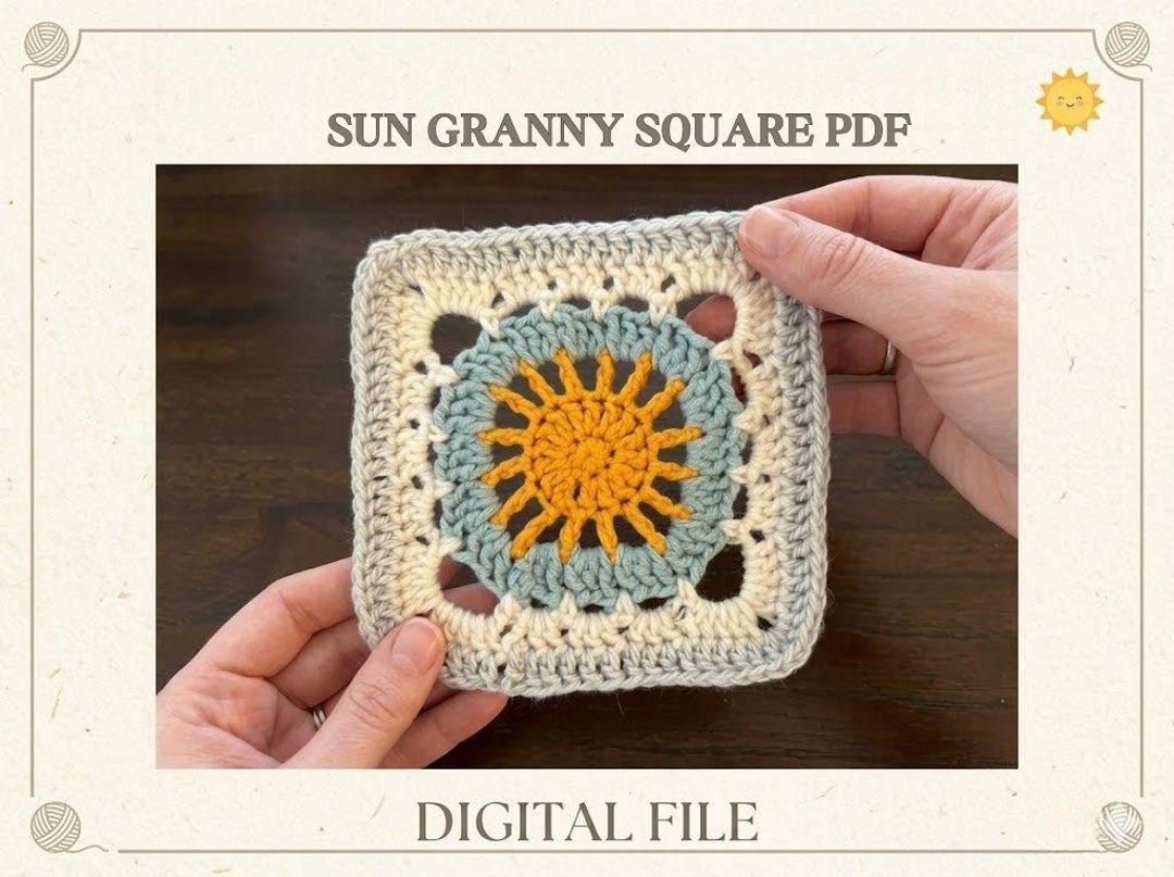 Sun Granny Square Crochet Pattern | Sunburst Motif | Easy Blanket ...