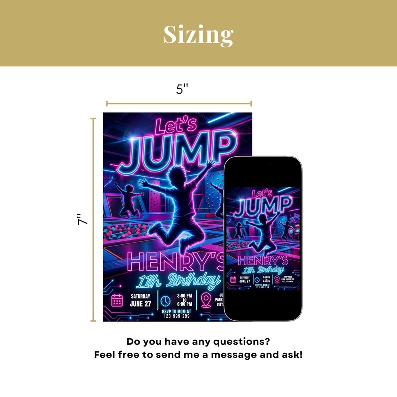 Trampoline Park Birthday Invitation, Jump & Flip Party Digital Invite ...