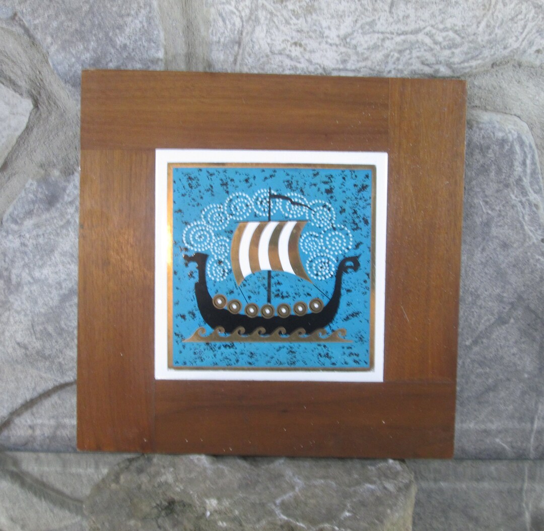 Vintage Mid-century Viking Ship Tile - Etsy