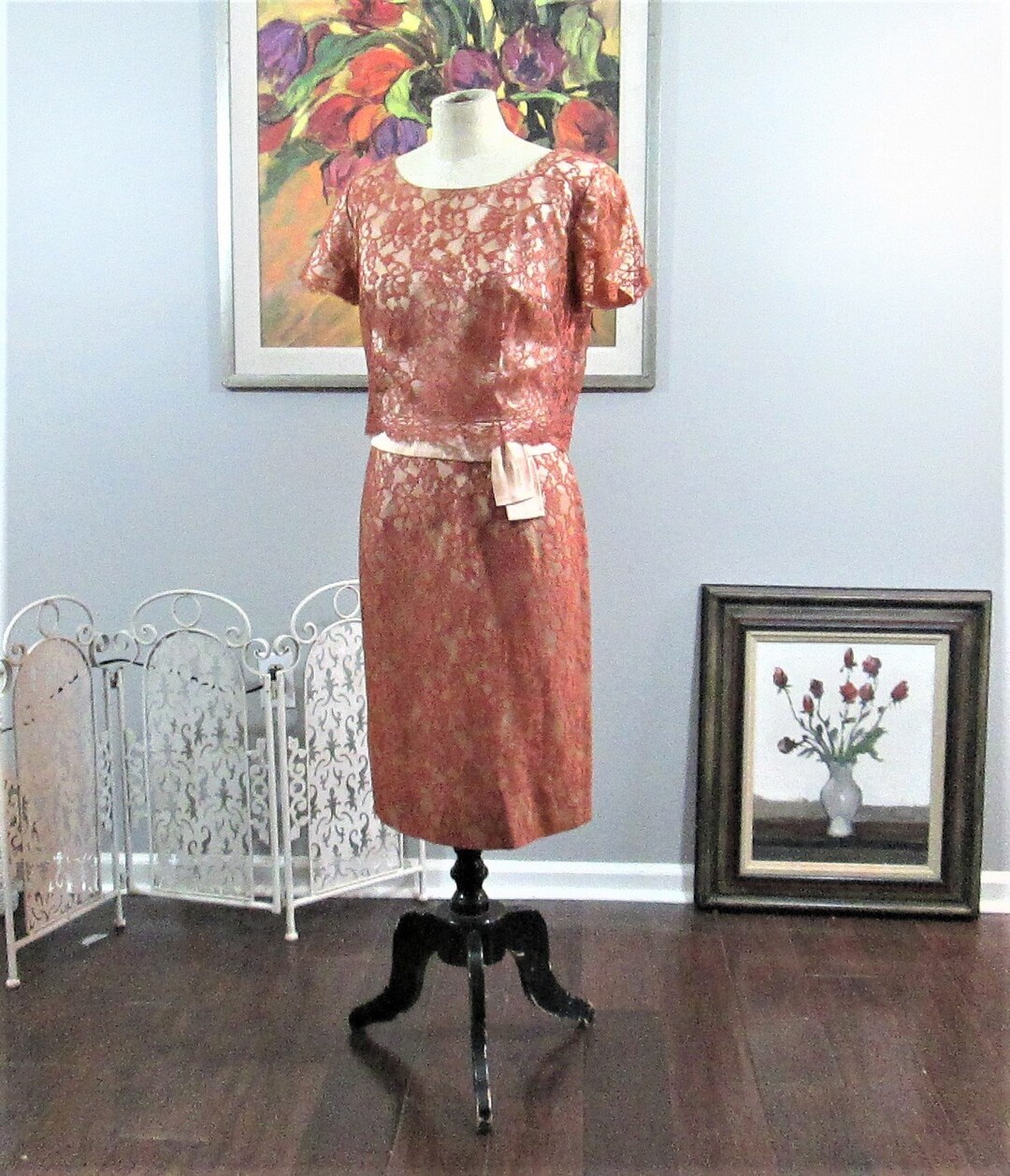 Vintage Dubarry Copper Lace Cocktail Dress - Etsy