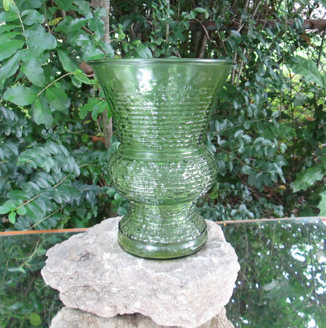 Vintage Green Glass Narco Vase - Etsy