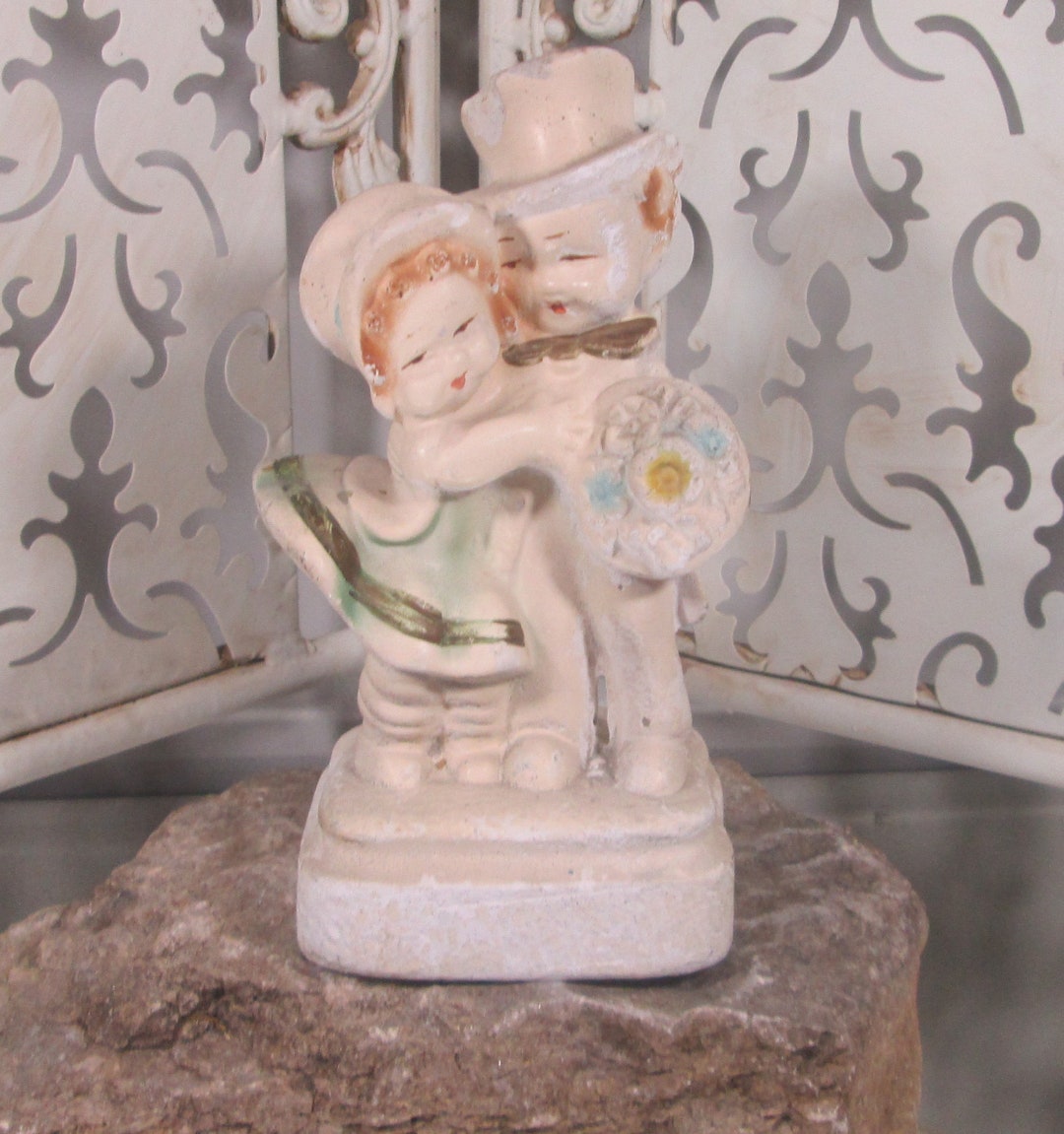 Vintage Early Chalkware Couple - Etsy