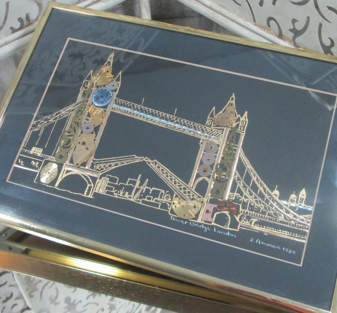 Vintage J. Ammon Tower Bridge of London Watch Parts Art Picture, 1980 ...