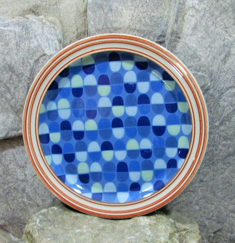 Vintage Denby Blue Mod Pattern Plate | Etsy