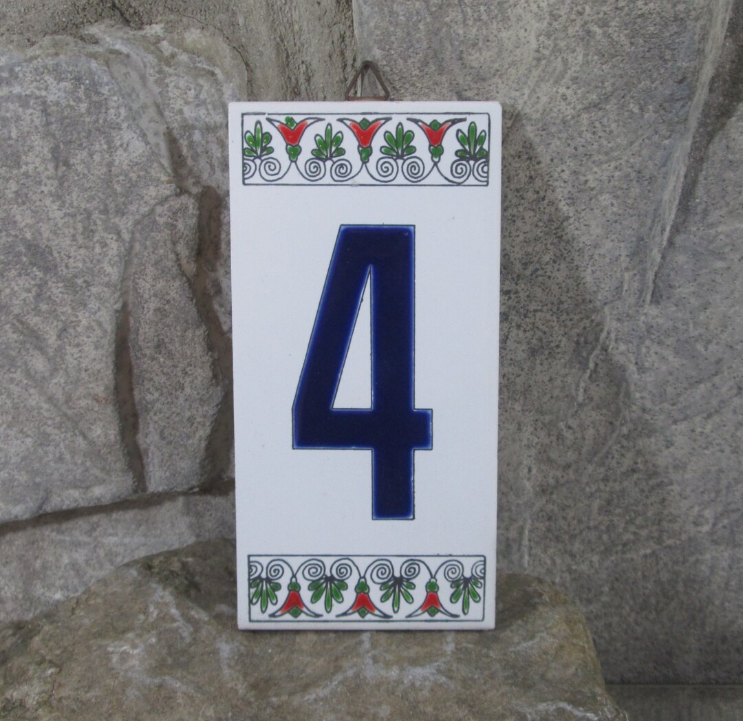 Vintage Number 4 Enamel Design Hanging Tile Door Number - Etsy