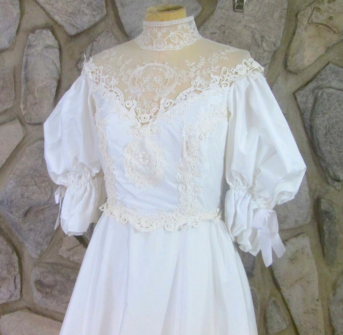 Vintage 80's Ruffled Train Wedding Dress - Etsy